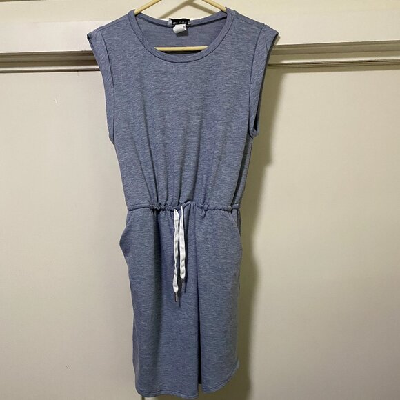 Gilli | Dresses | Gilli Cuff Sleeve Bluegray Dress Wgathered Waist Tie ...